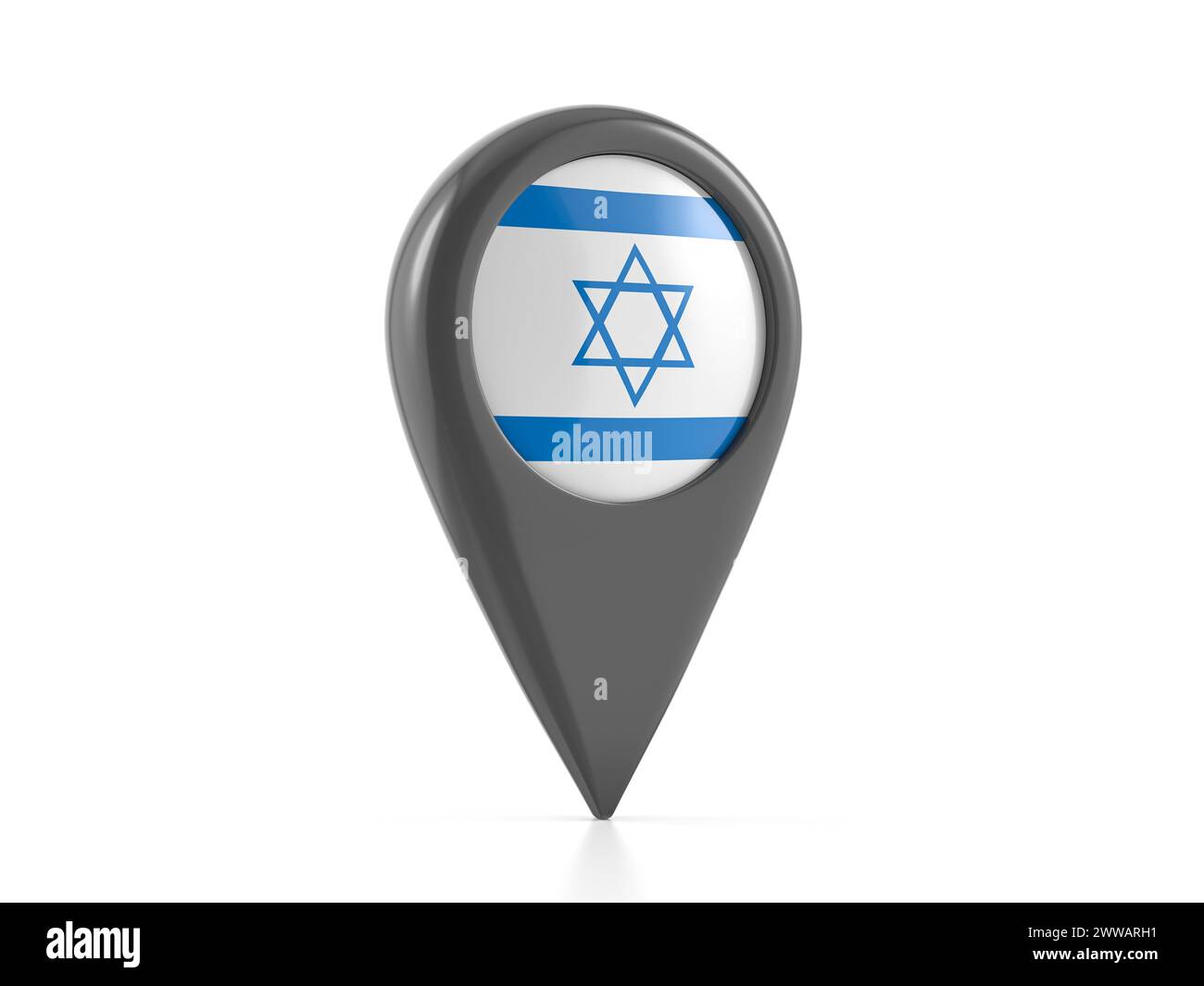 Map marker with Israel flag on a white background. 3d illustration ...