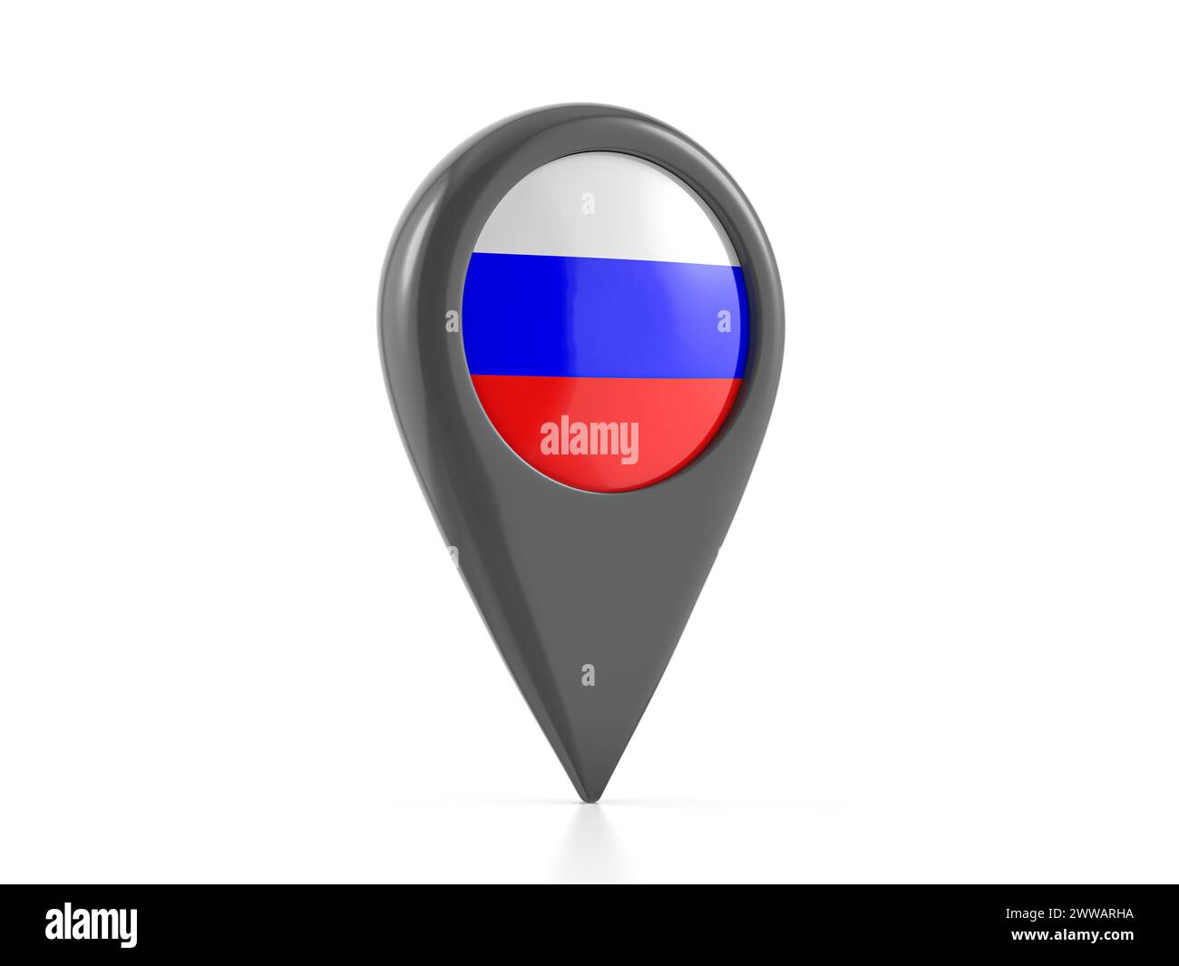 Map marker with Russia flag on a white background. 3d illustration ...