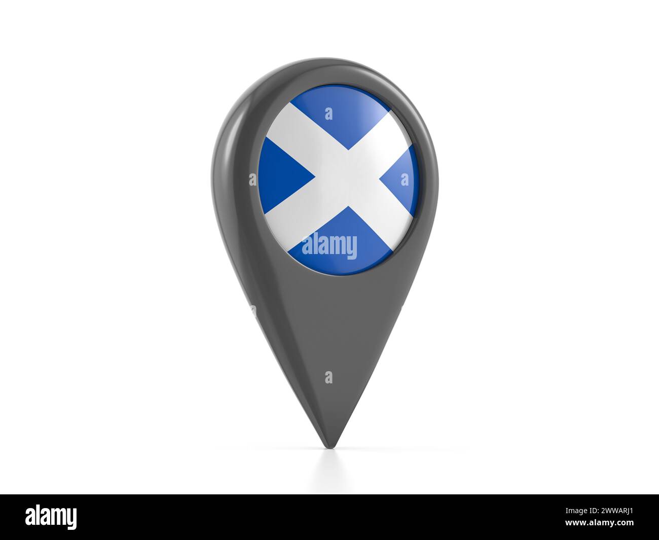 Map marker with Scotland flag on a white background. 3d illustration ...