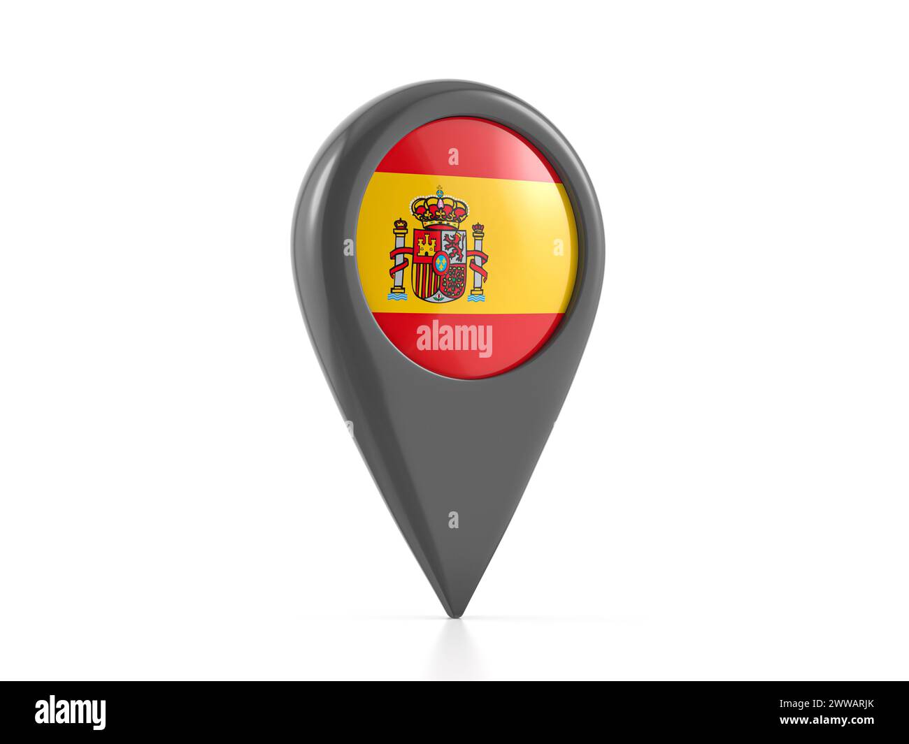 Map marker with Spain flag on a white background. 3d illustration Stock ...