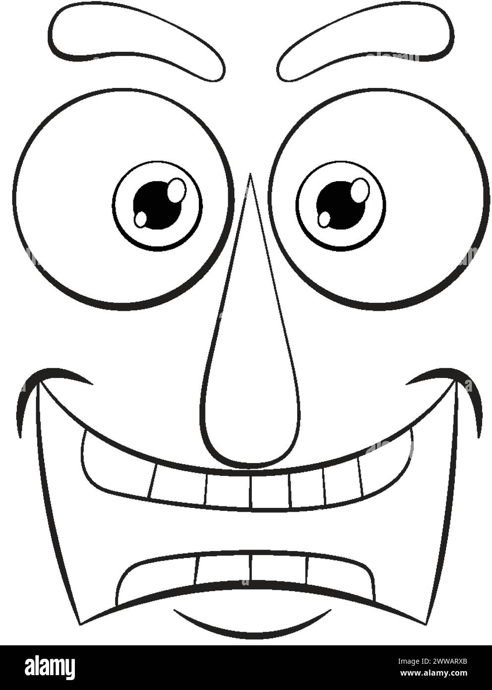 Black and white cartoon face with exaggerated features Stock Vector ...