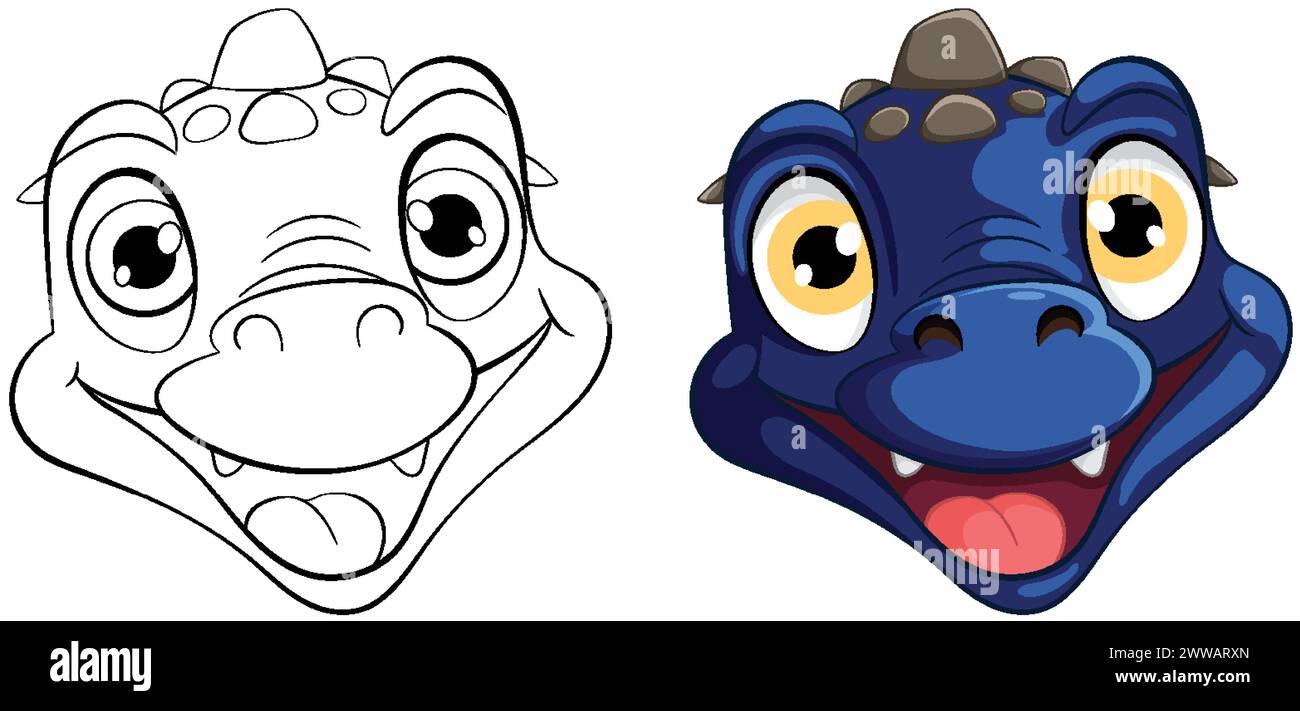 Vector illustration of two dragon expressions Stock Vector Image & Art ...