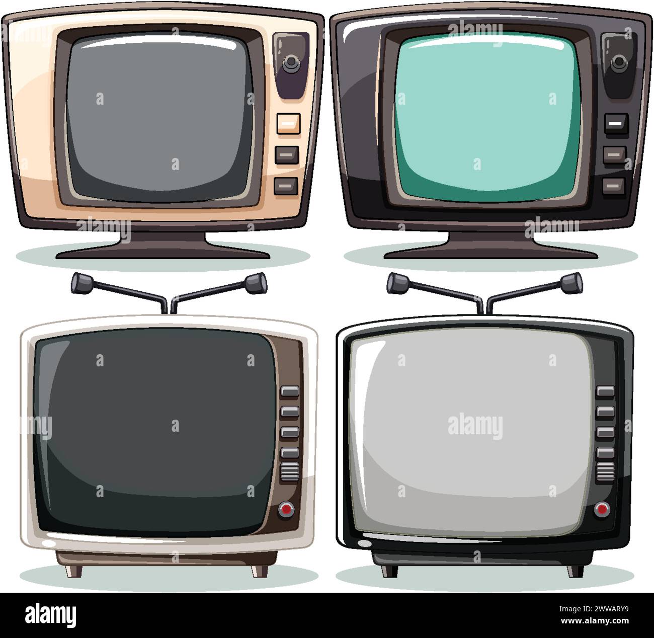 Four retro TVs with different screen colors Stock Vector Image & Art ...