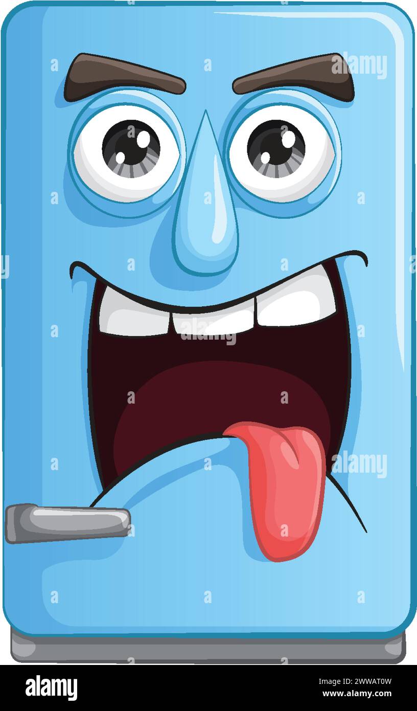 Vector illustration of a playful, animated refrigerator Stock Vector ...