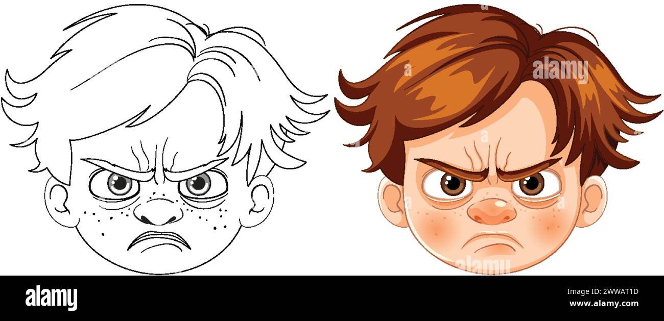 Two cartoon faces showing anger and frustration Stock Vector Image ...