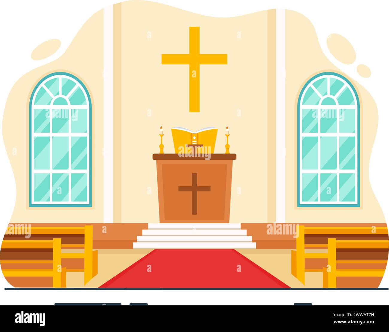Cathedral Catholic Church Building Vector Illustration With ...