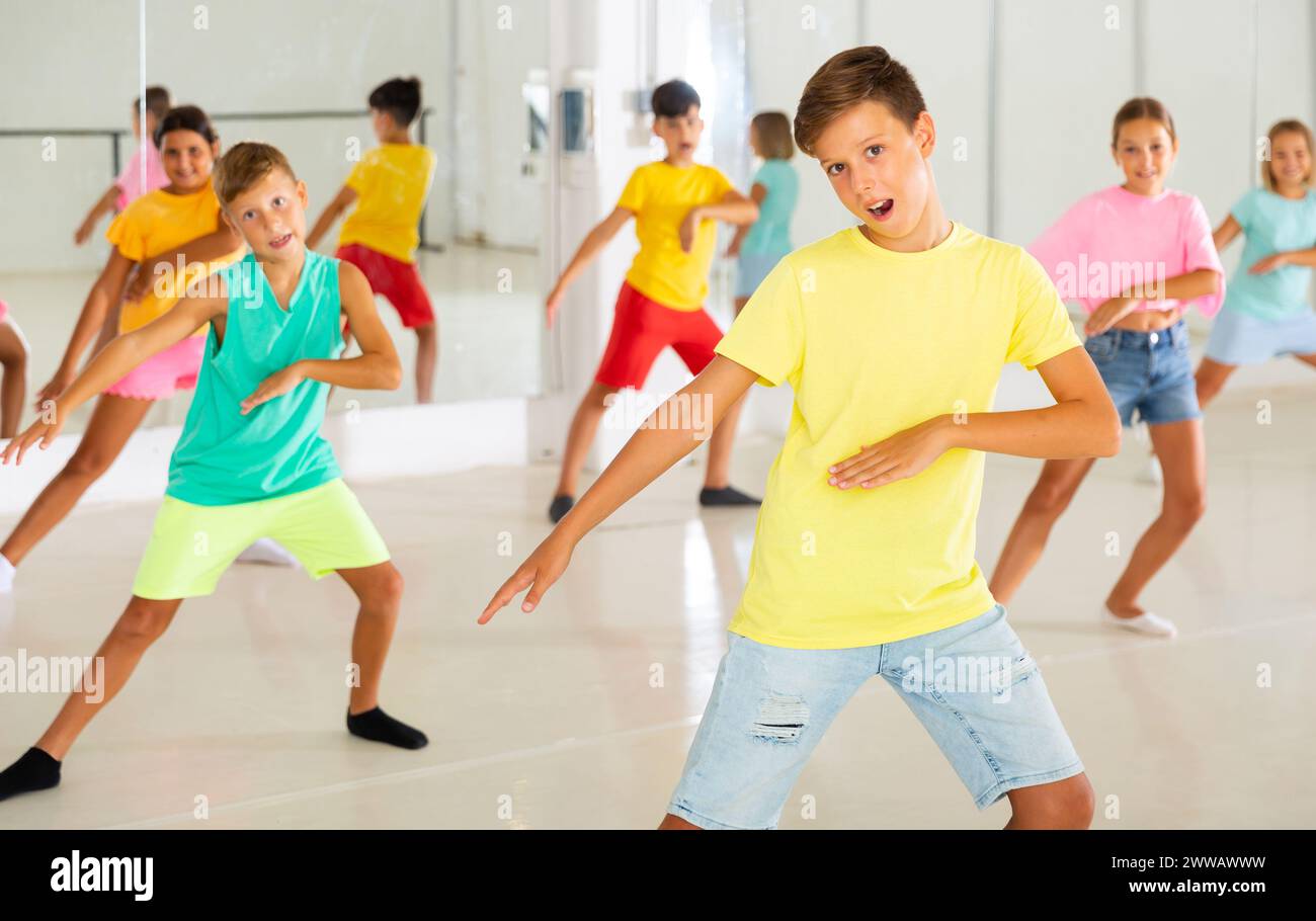 Children exercising modern dance moves together Stock Photo - Alamy