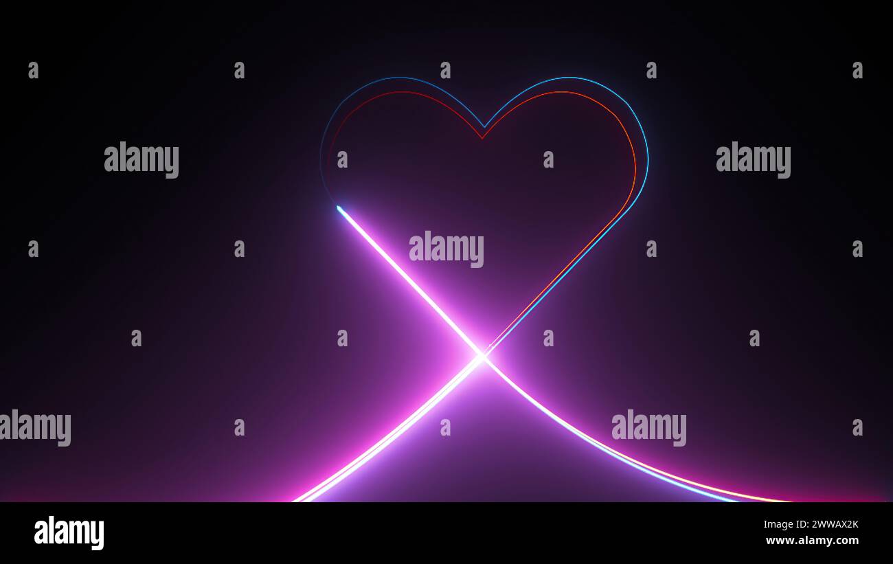 Abstract neon heart. Computer generated 3d render Stock Photo - Alamy
