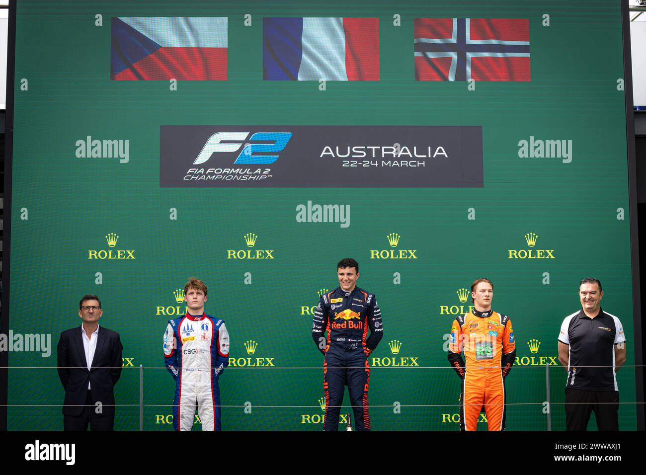 Podium, STANEK Roman (cze), Trident, Dallara F2 2024, HADJAR Isack (fra ...