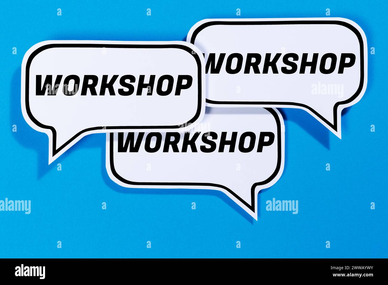 Workshop training learning teaching seminar education in speech bubbles ...