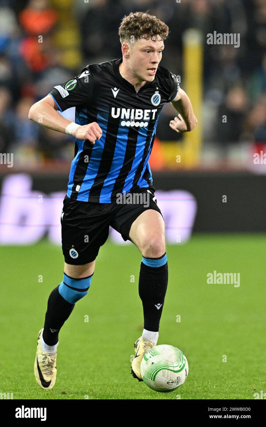 Brugge, Belgium. 14th Mar, 2024. Andreas Skov Olsen (7) of Club Brugge ...