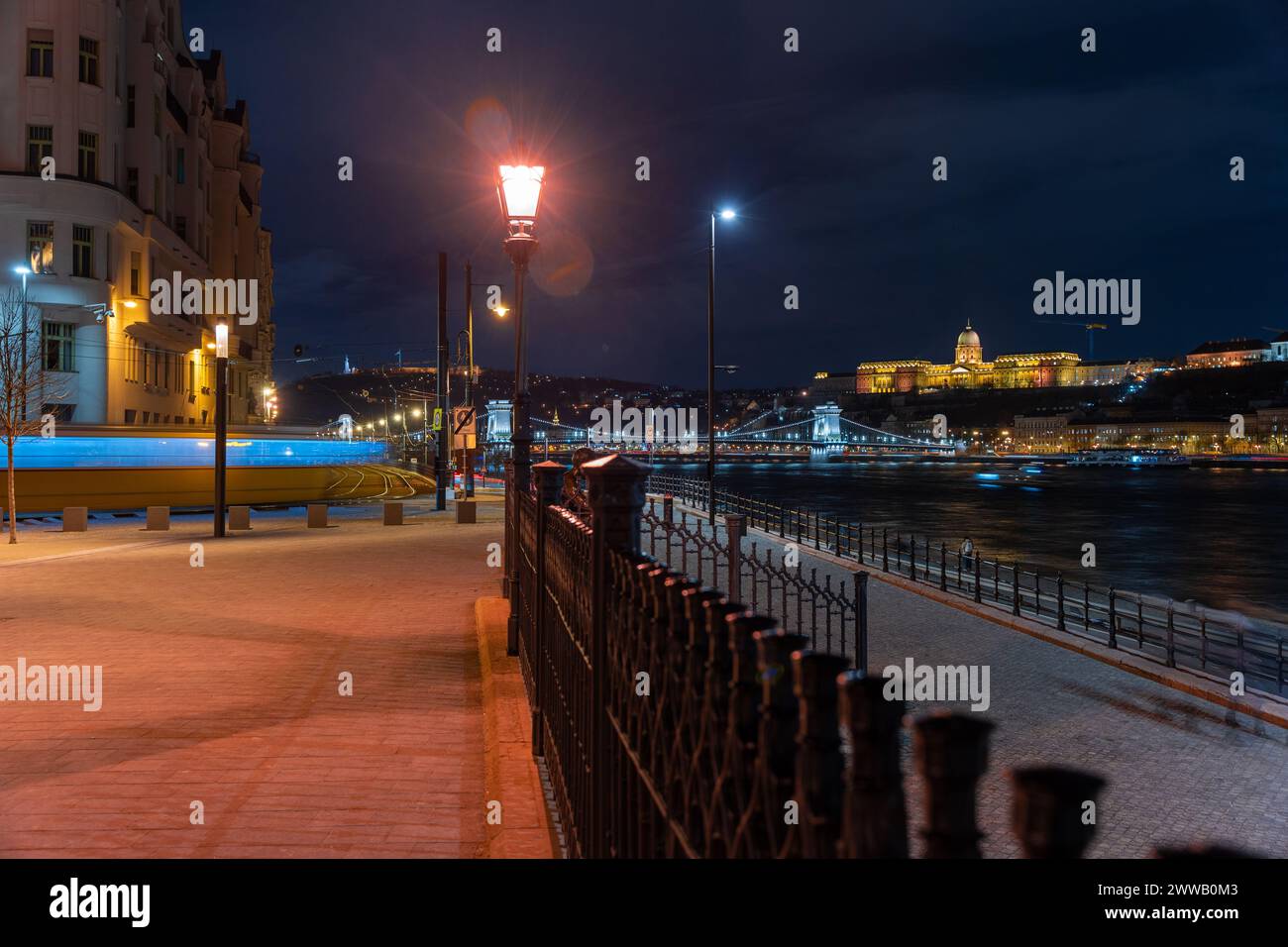 Budapest, Hungary - January 26, 2024: Night city landmark. Buda castle ...