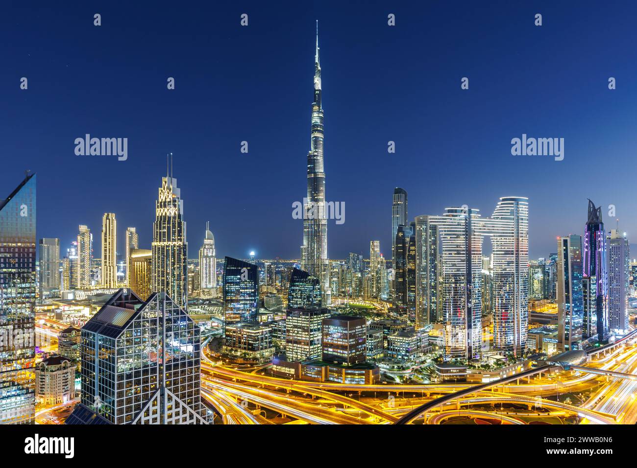 Dubai Burj Khalifa skyline tallest building in the world top view at ...