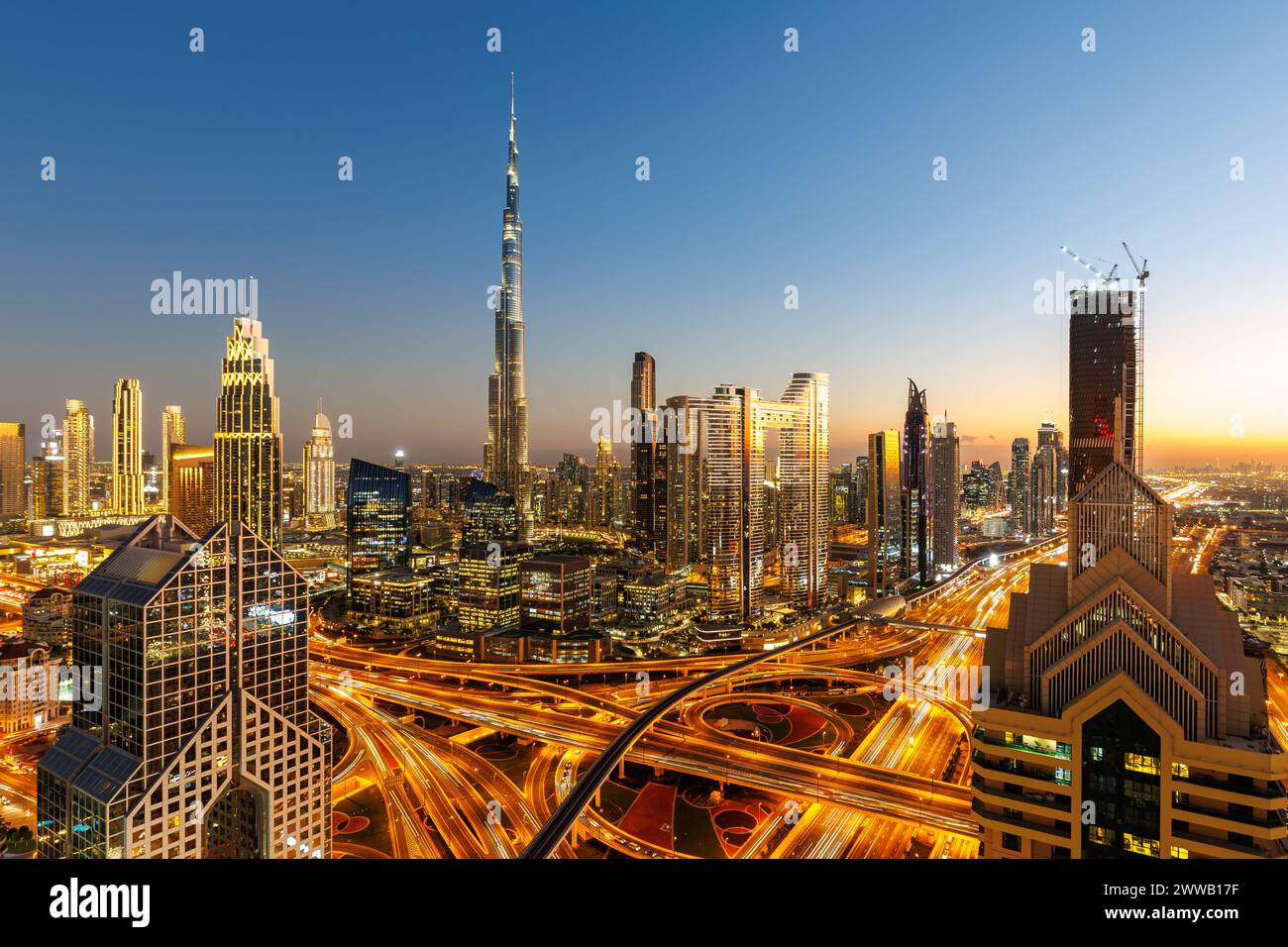 Dubai skyscrapers in twilight hi-res stock photography and images - Alamy