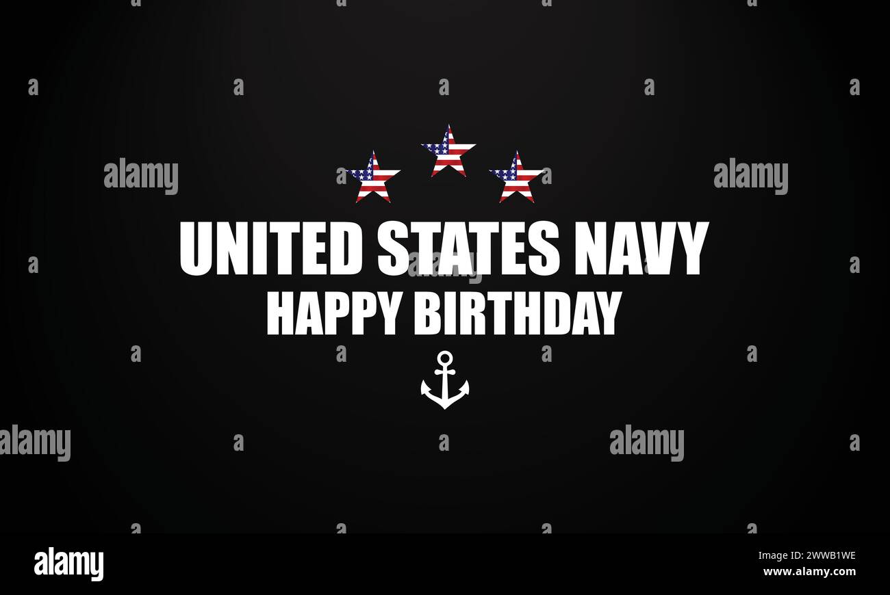 United states navy happy birthday text with usa flag illustration ...