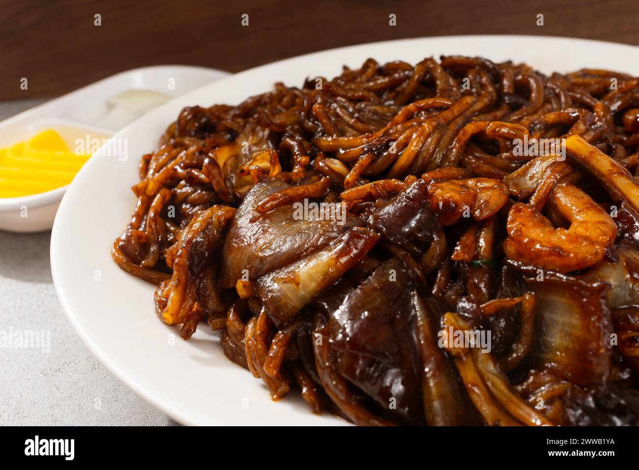 Platter Jjajangmyeon with stir-fried noodles in Jjajang sauce Stock ...