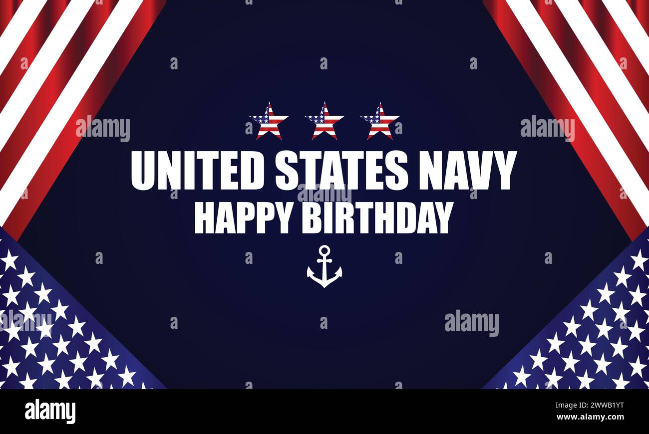 United states navy happy birthday text with usa flag illustration ...