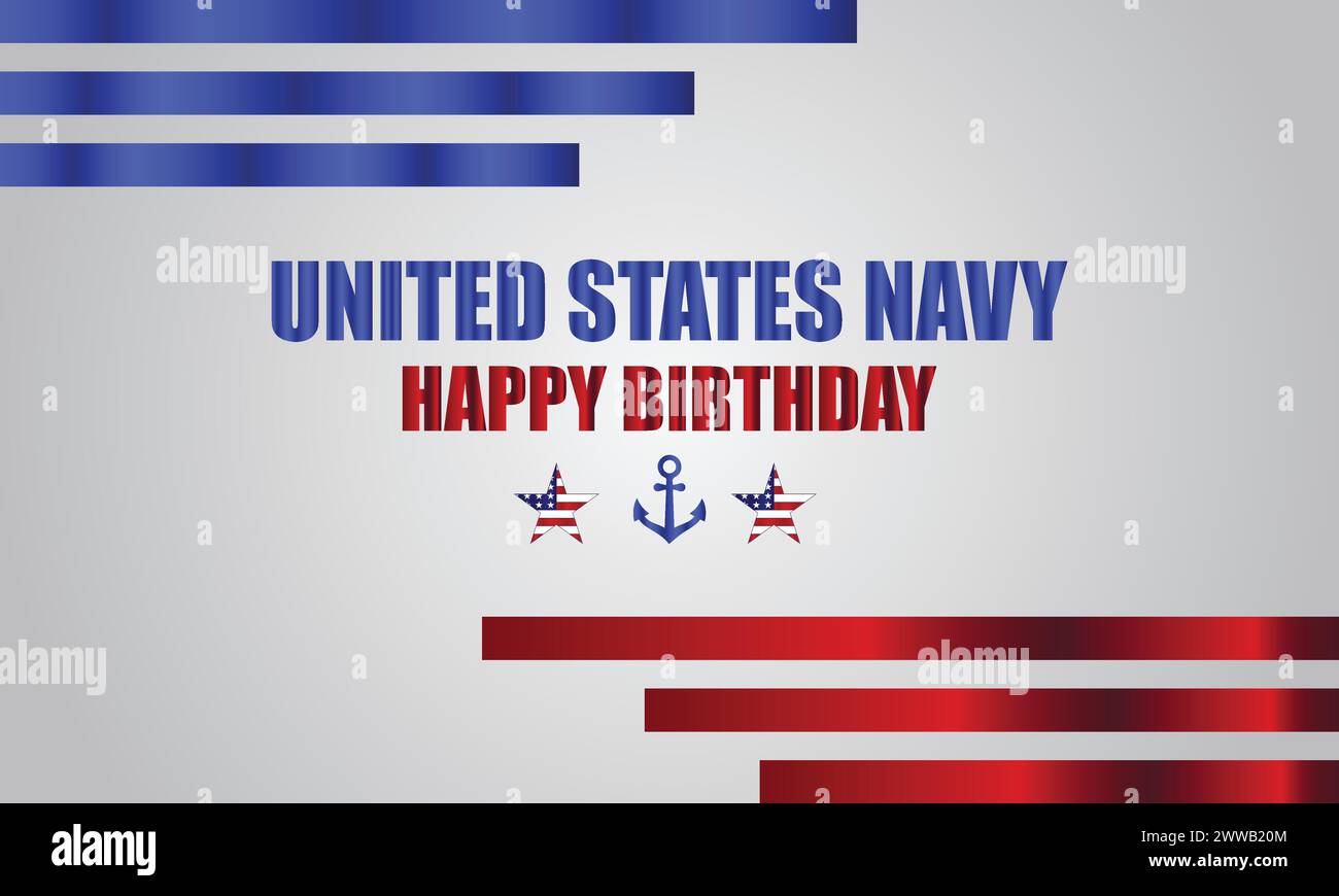 United states navy happy birthday text with usa flag illustration ...