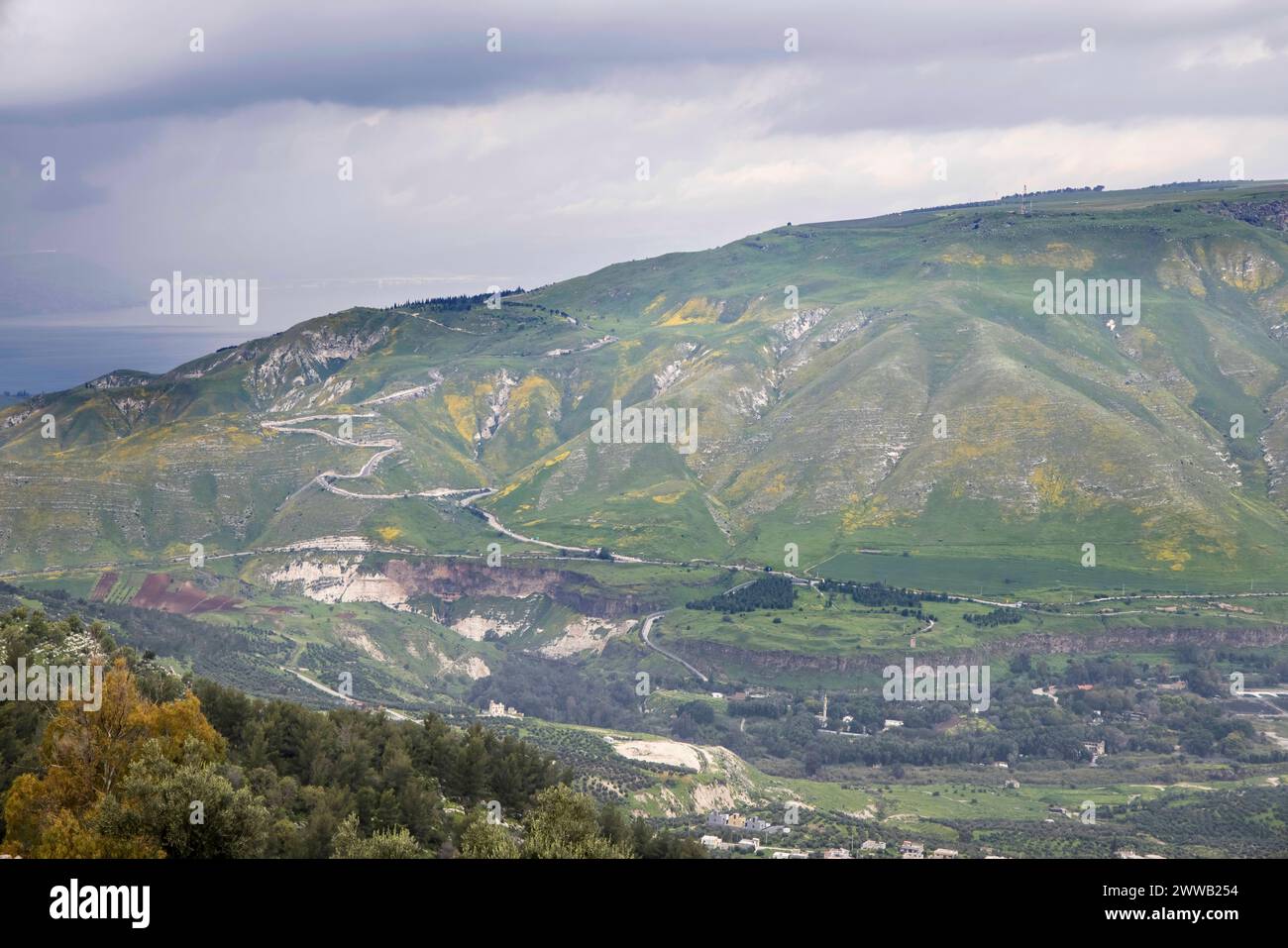 views of the golan heights in israel at the roman ruins at umm qais ...