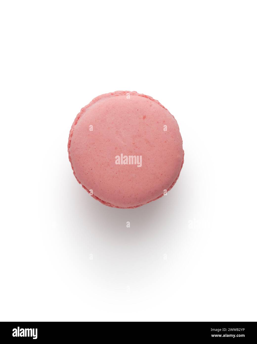 Pink french macaron top view isolated on white background with shadow ...