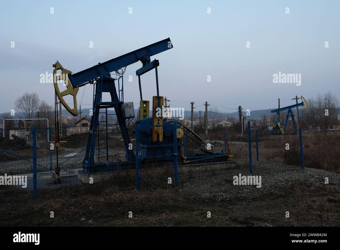 Moreni oil well in Romania Stock Photo - Alamy