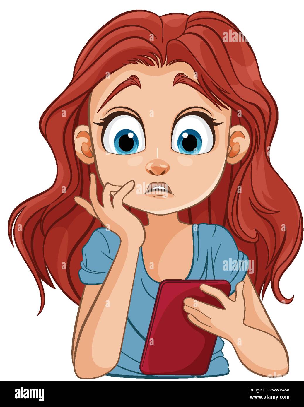 Cartoon girl thinking of story Cut Out Stock Images & Pictures - Alamy