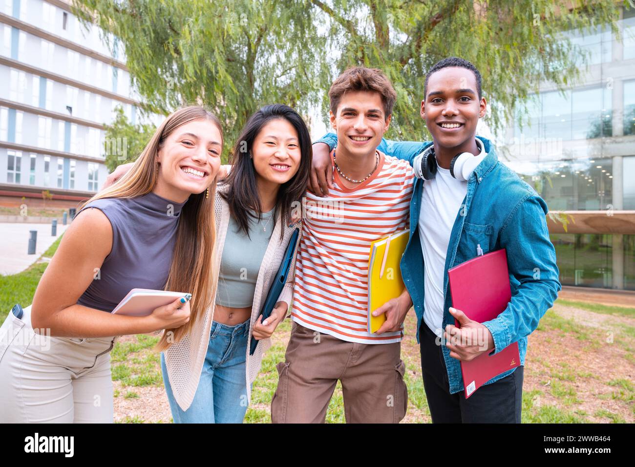 Group teens looking camera multi ethnic hi-res stock photography and ...