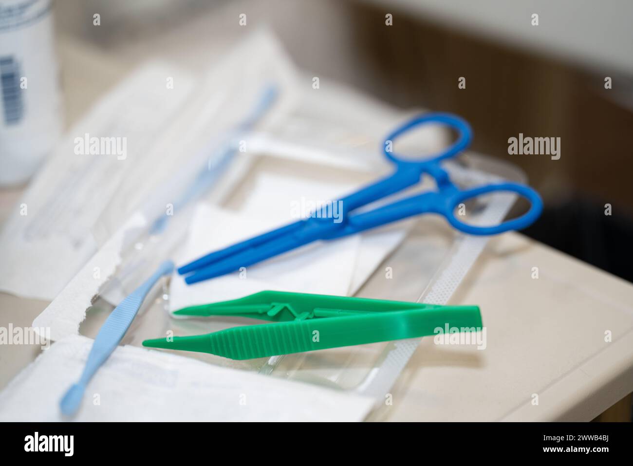 Care of a patient's foot ulcer. Wound cleaning and dressings Stock ...