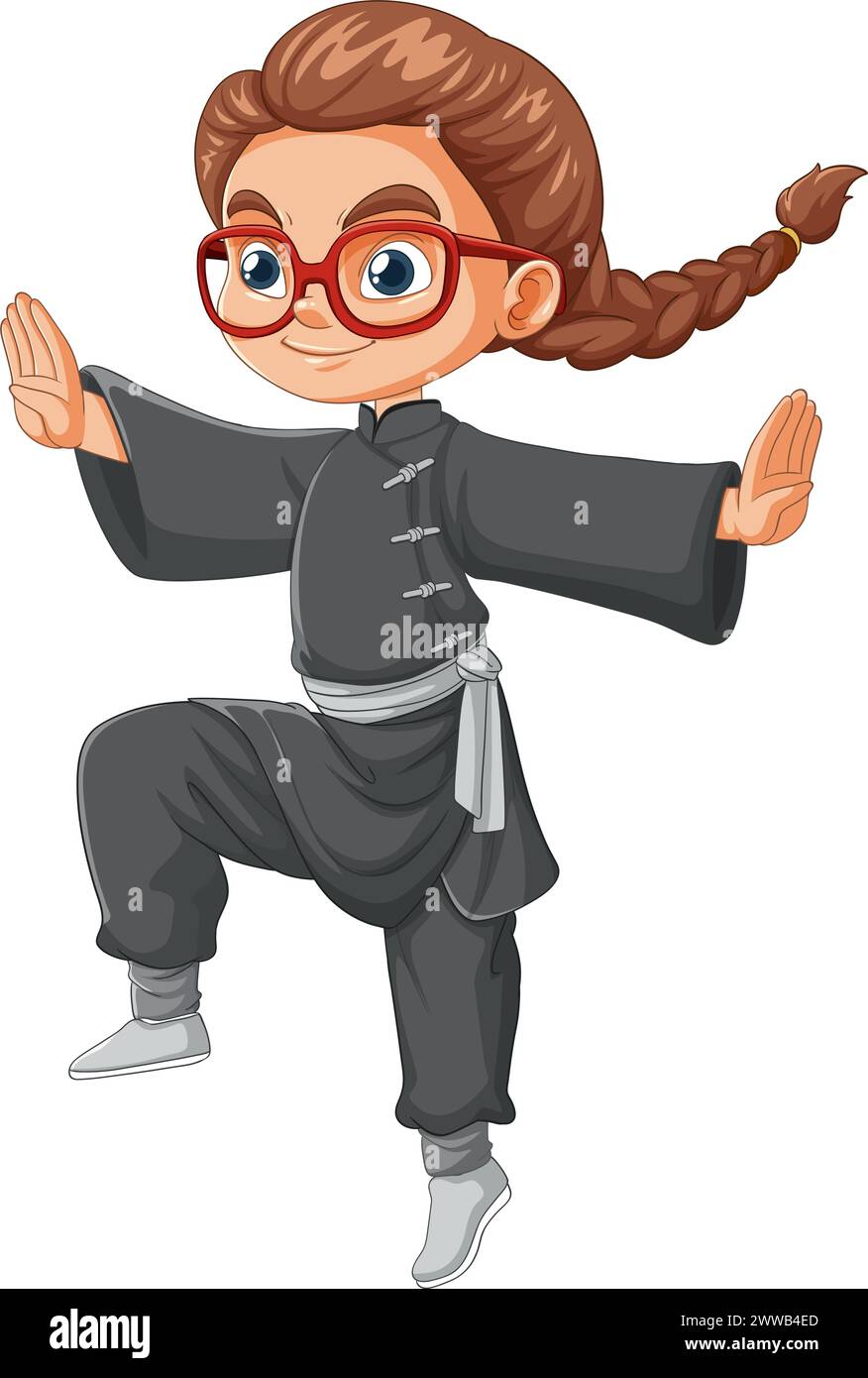Cartoon girl practicing martial arts stance Stock Vector Image & Art ...