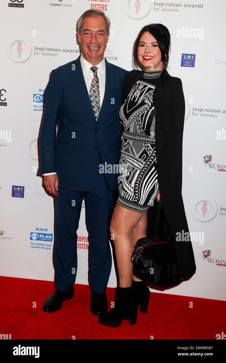 London, UK. 22nd Mar, 2024. Nigel Farage and Laure Ferrari attend the ...