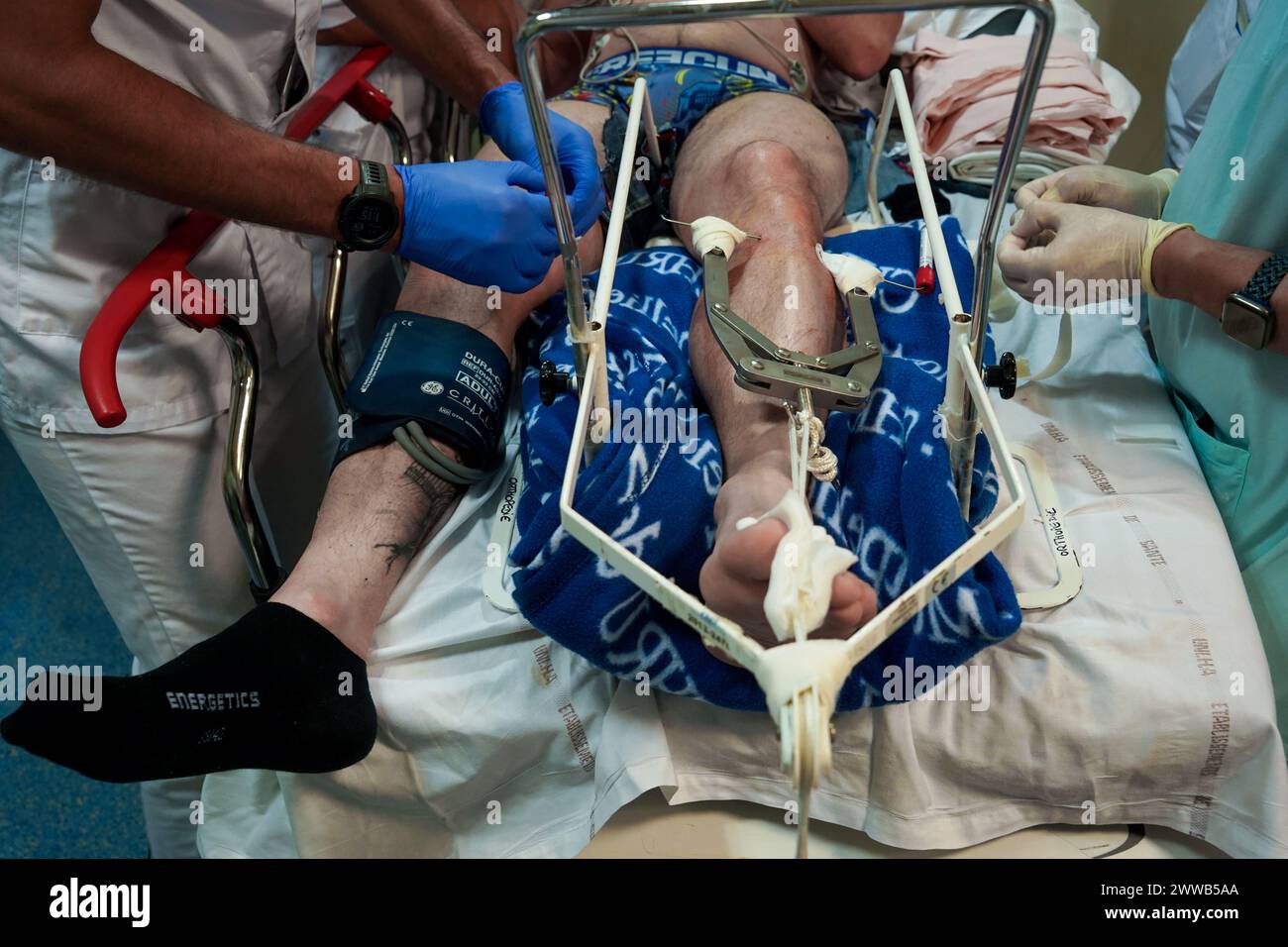 Patient in the shock ward in the intensive care unit of a university ...