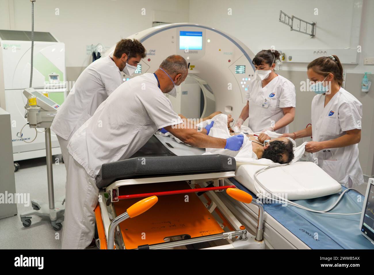 Patient undergoing a CT scan in a university hospital Stock Photo - Alamy