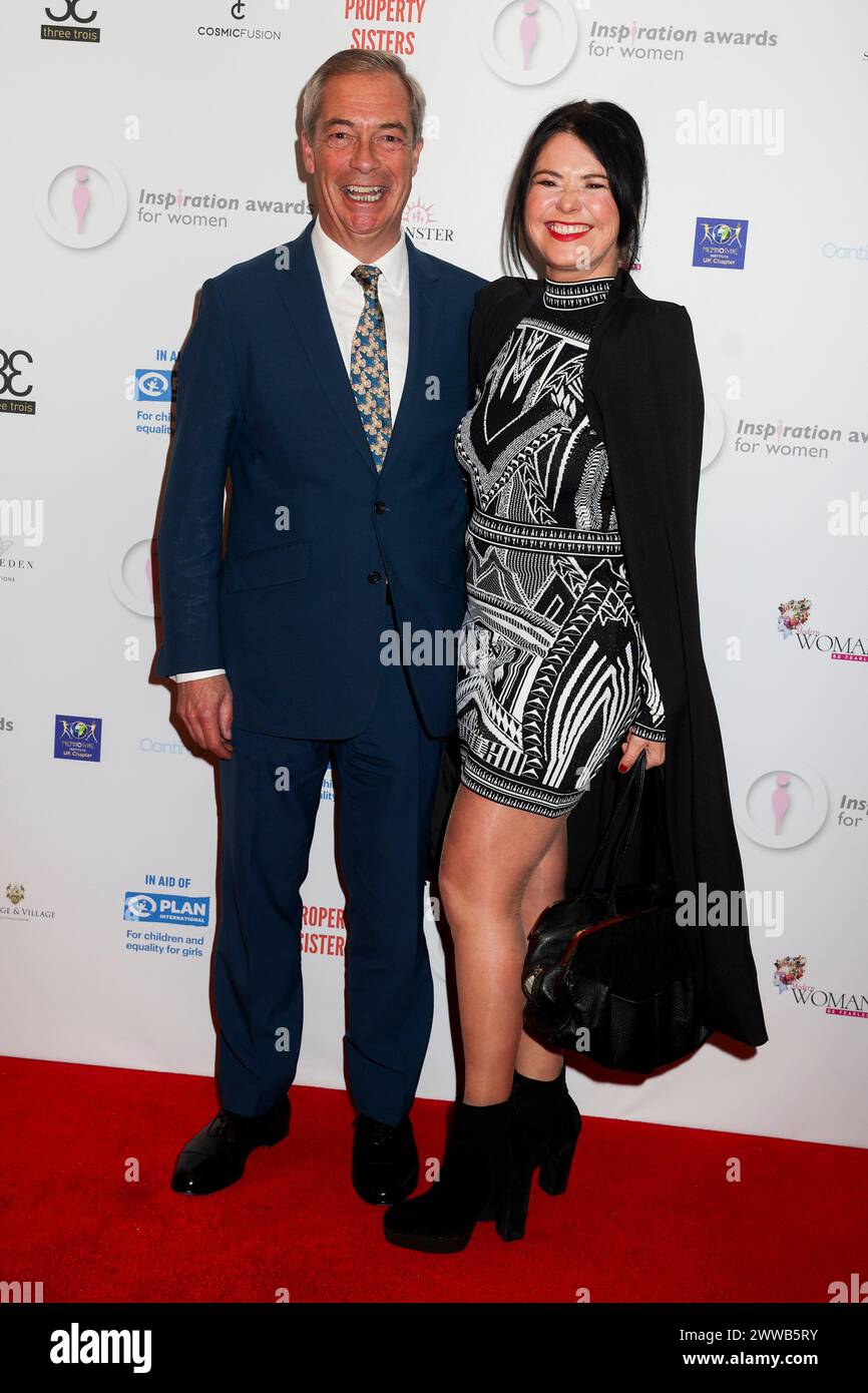 London, UK. 22nd Mar, 2024. Nigel Farage and Laure Ferrari attend the ...