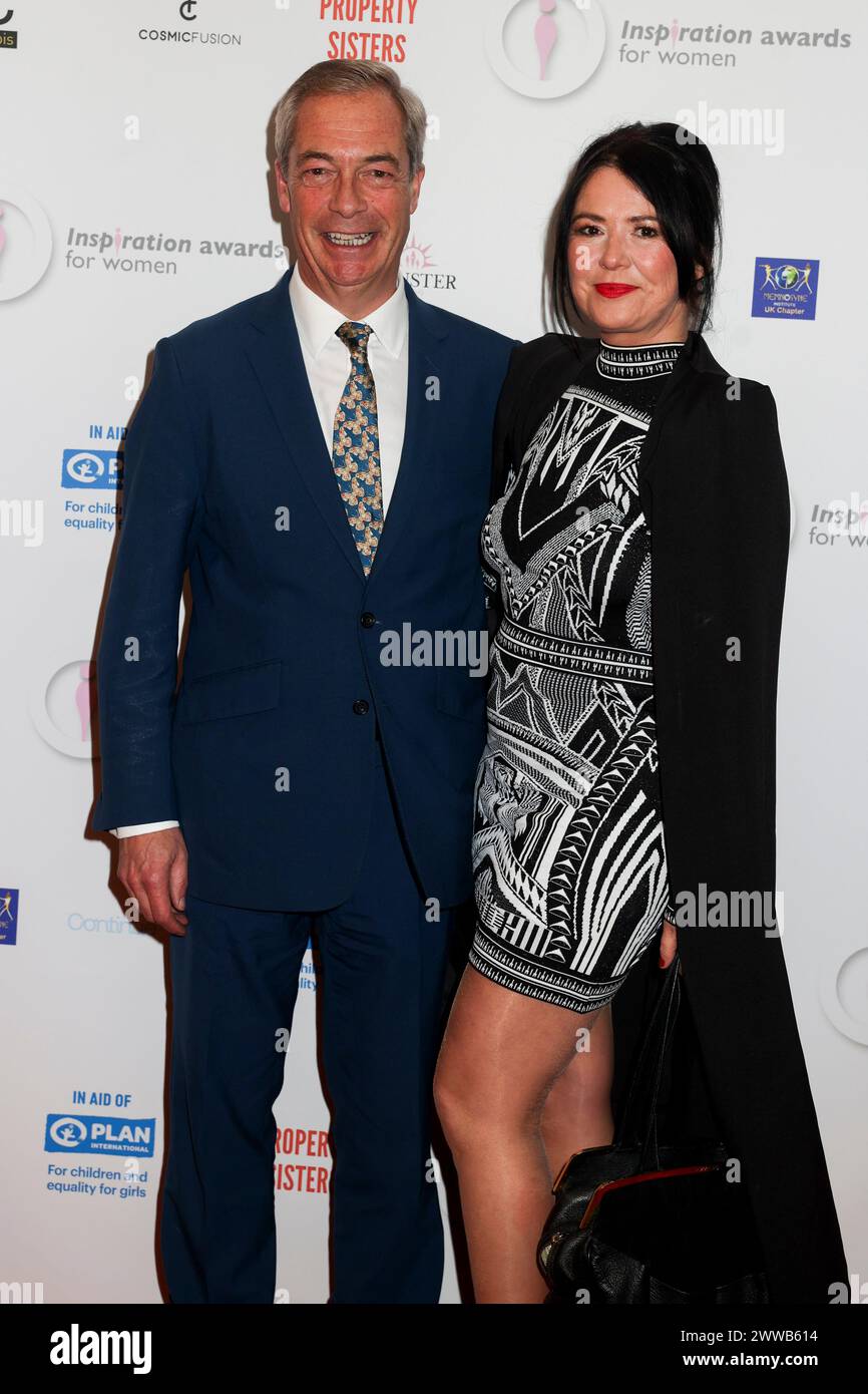 Nigel Farage and Laure Ferrari attend the Inspiration Awards For Women ...