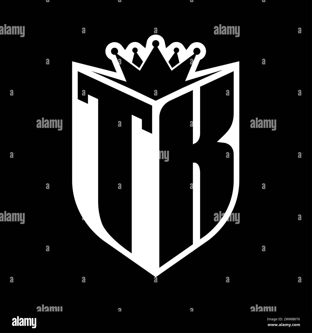 TK Letter bold monogram with shield shape and sharp crown inside shield ...