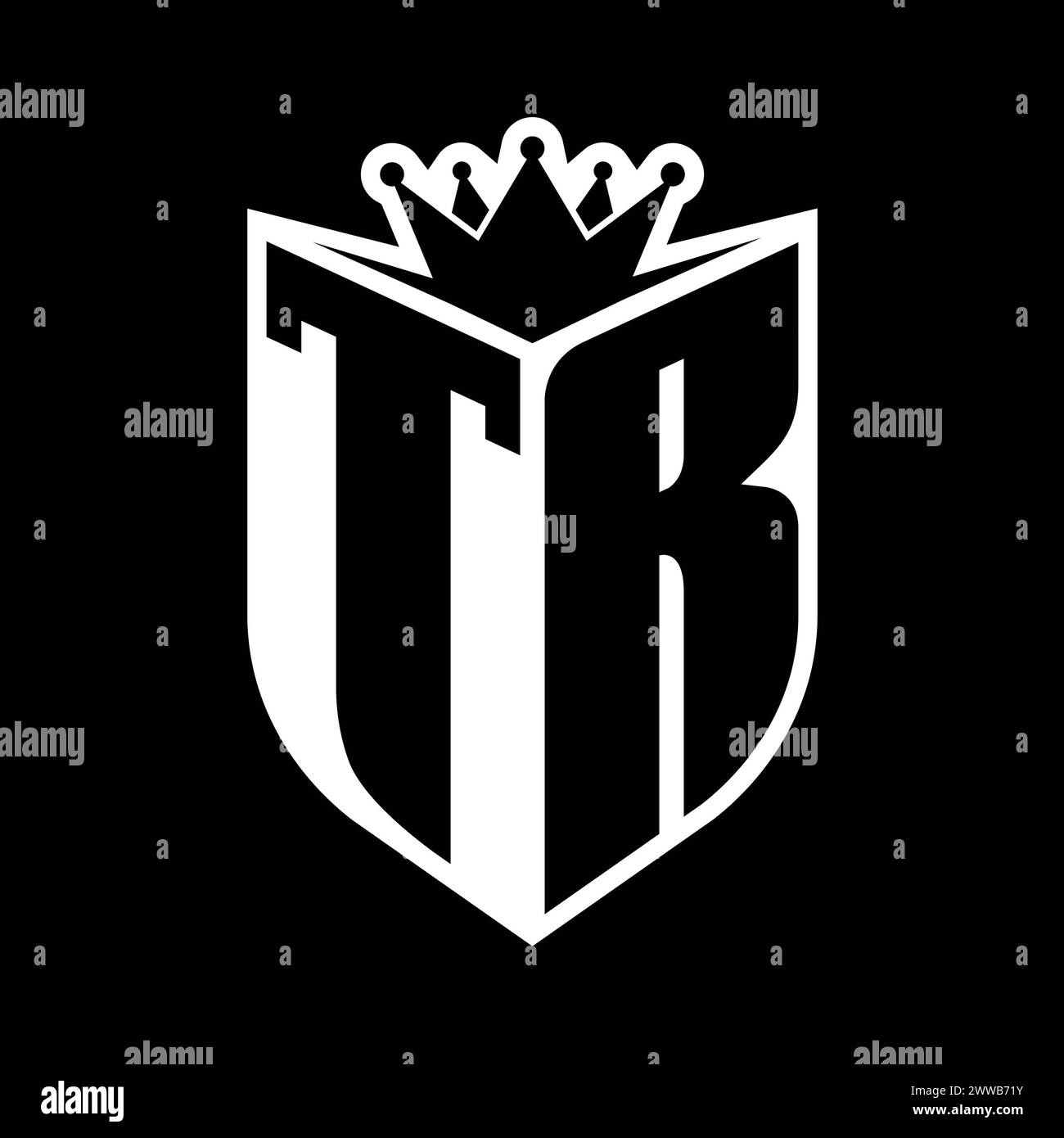 TR Letter bold monogram with shield shape and sharp crown inside shield ...