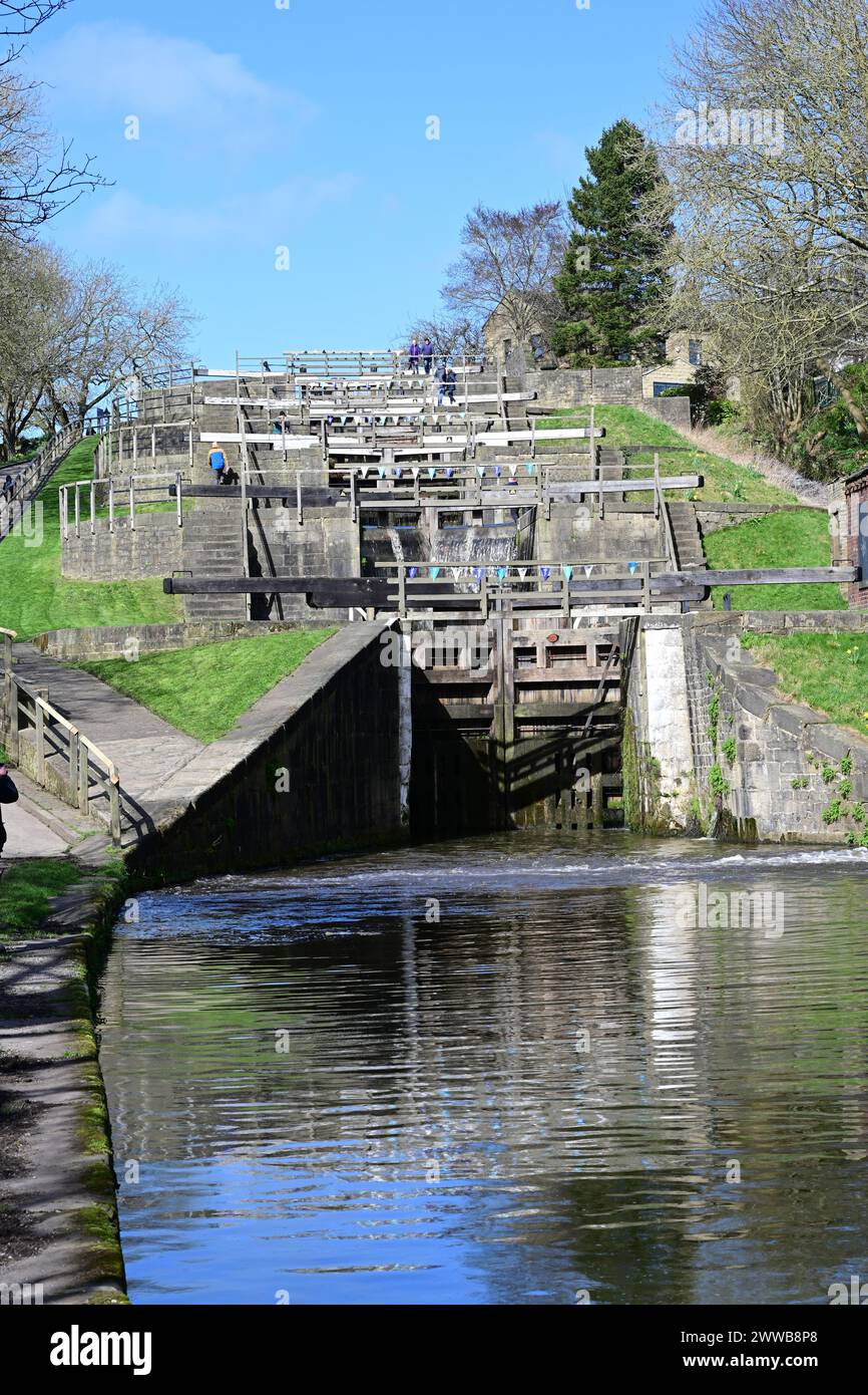 Five rise locks 250 year anniversary bunting, Bingley West Yorkshire ...