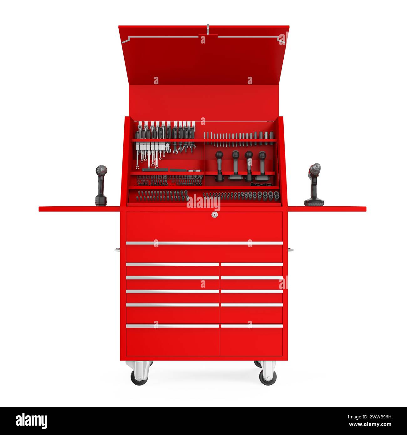 Red Tools Cabinet Isolated Stock Photo - Alamy