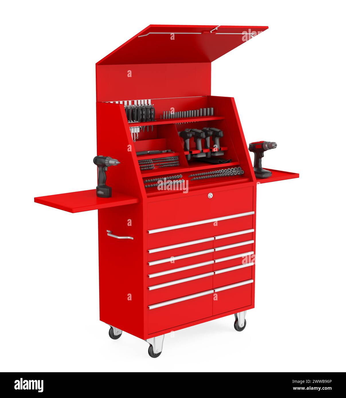 Red Tools Cabinet Isolated Stock Photo - Alamy