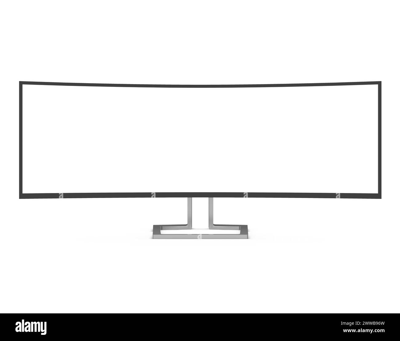 Ultra Wide Computer Monitor with Blank White Screen Isolated Stock ...