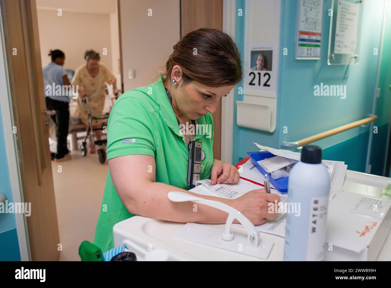Home care nurse checking prescriptions hi-res stock photography and ...