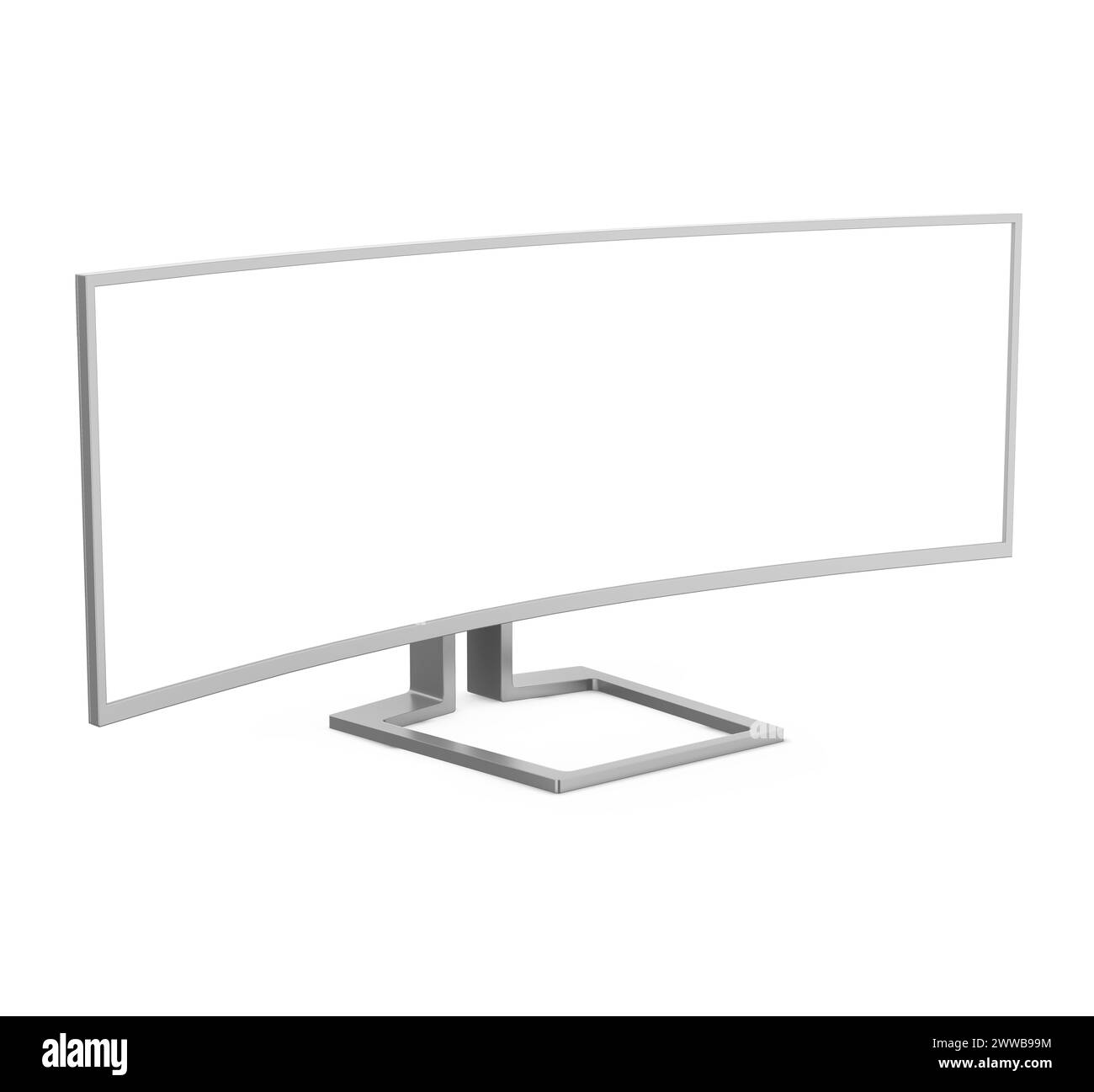 Ultra Wide Computer Monitor with Blank White Screen Isolated Stock ...