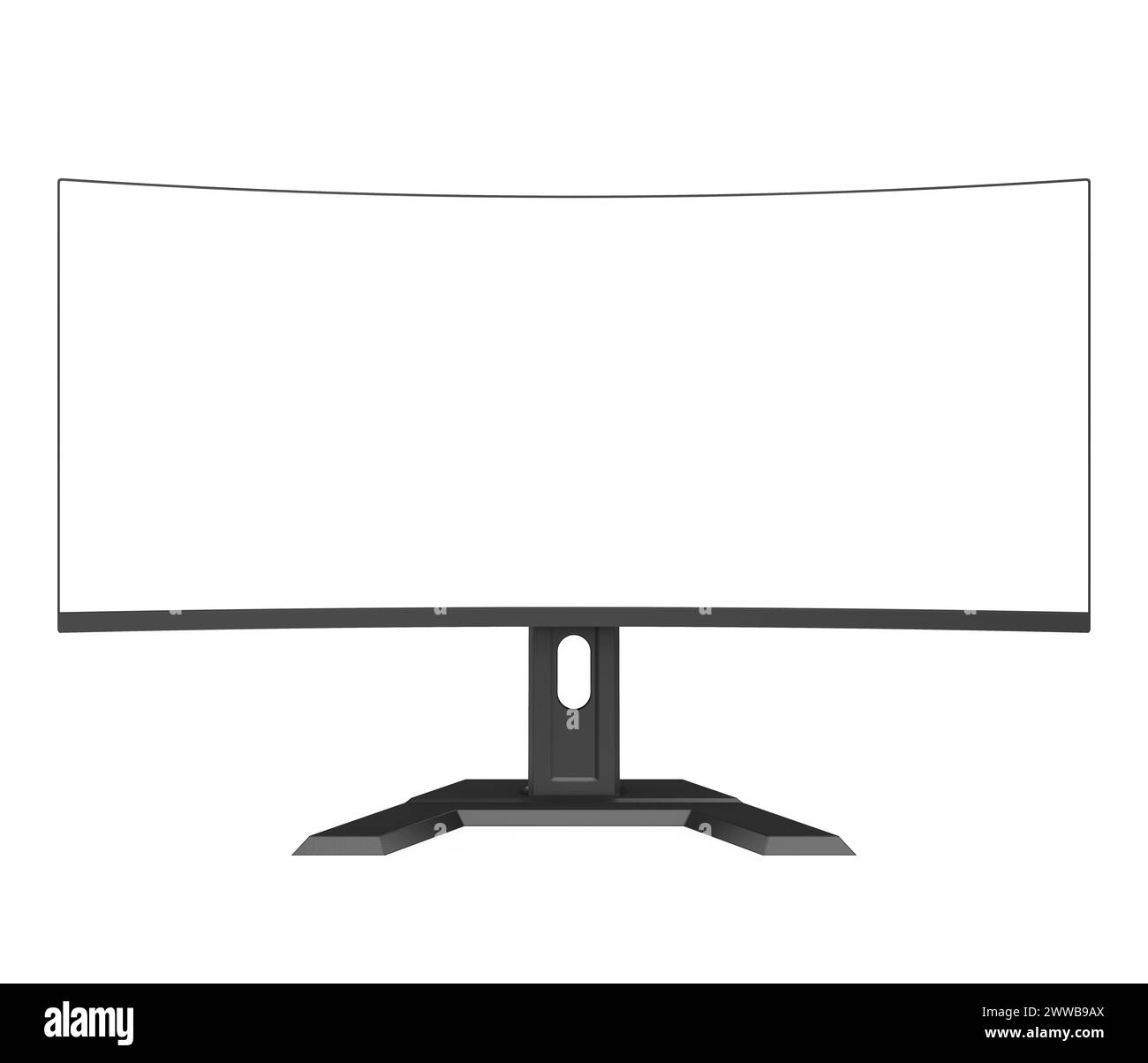 Ultra Wide Computer Monitor with Blank White Screen Isolated Stock ...