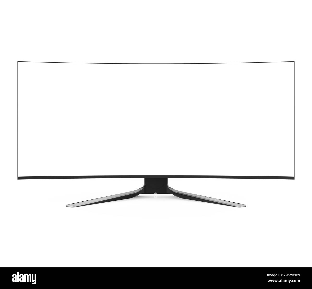 Ultra Wide Computer Monitor with Blank White Screen Isolated Stock ...