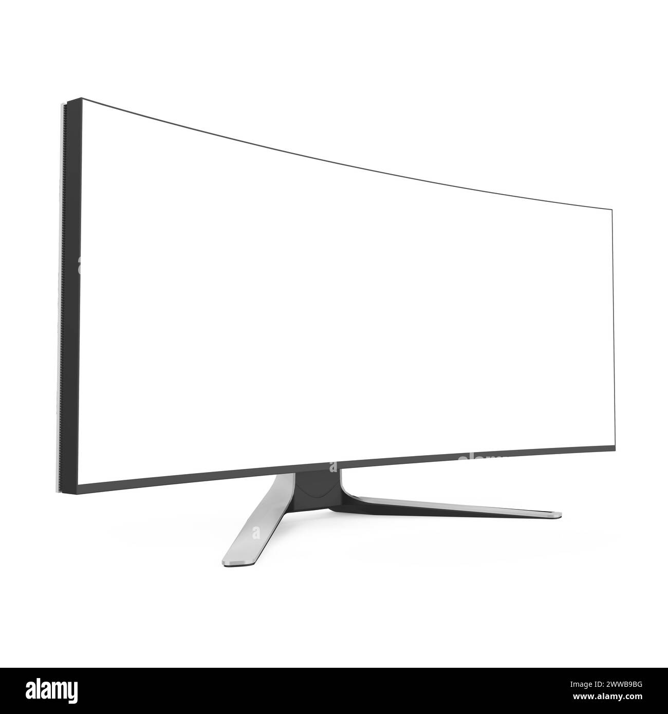 Ultra Wide Computer Monitor with Blank White Screen Isolated Stock ...