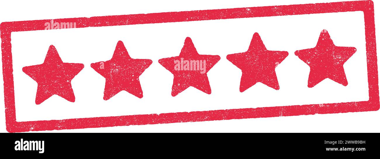 Vector illustration of Five stars rating in red ink stamp Stock Vector ...
