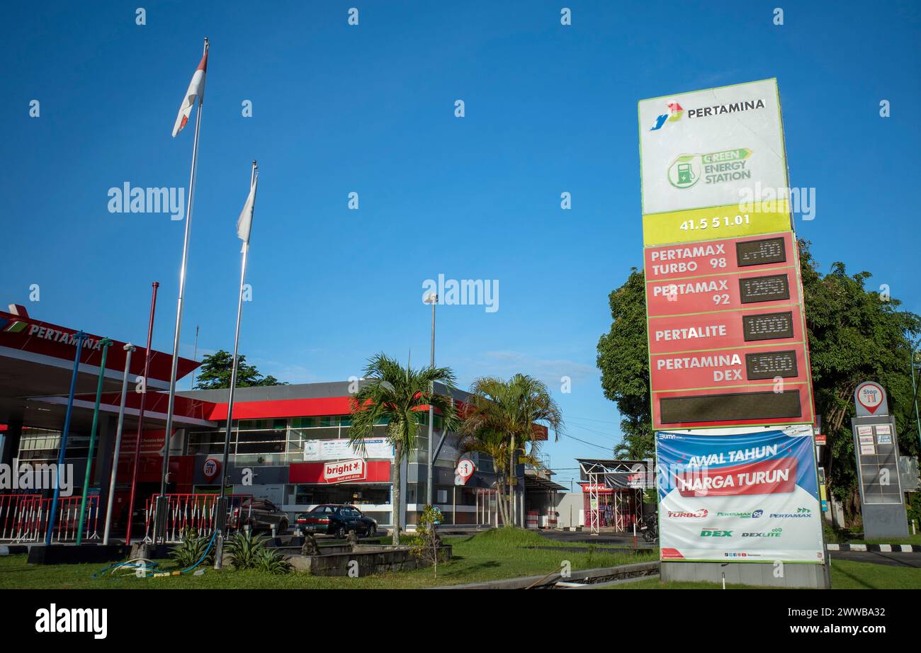 Yogyakarta, Indonesia - March 16, 2024 : Price list board on SPBU ...