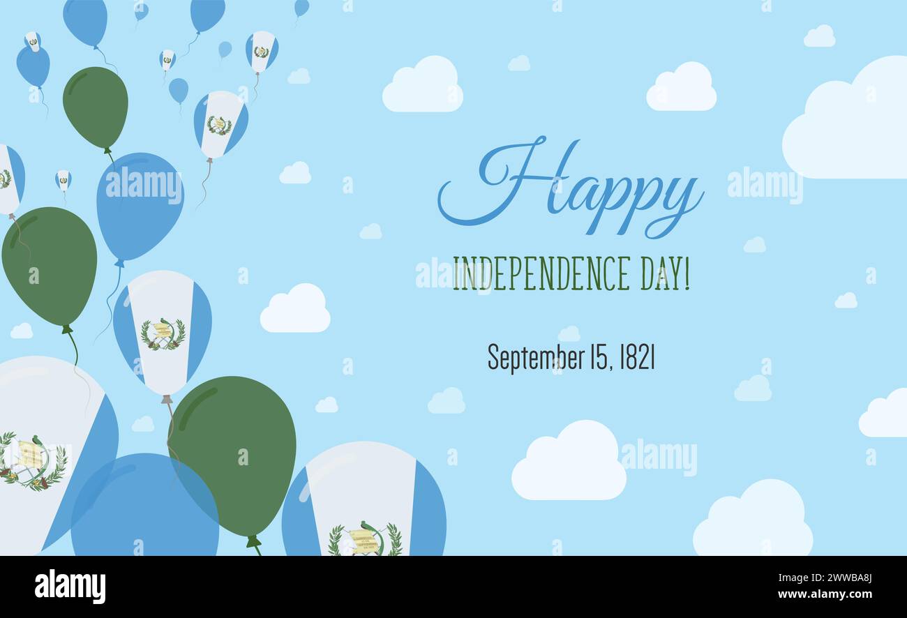 Guatemala Independence Day Sparkling Patriotic Poster. Row of Balloons ...
