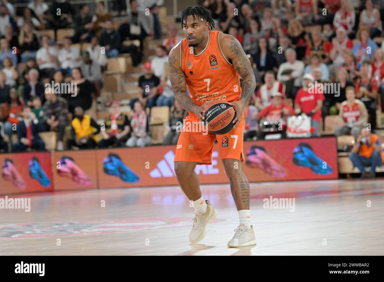 Monaco, France. 22nd Mar, 2024. Valence player #7 Chris Jones is seen ...