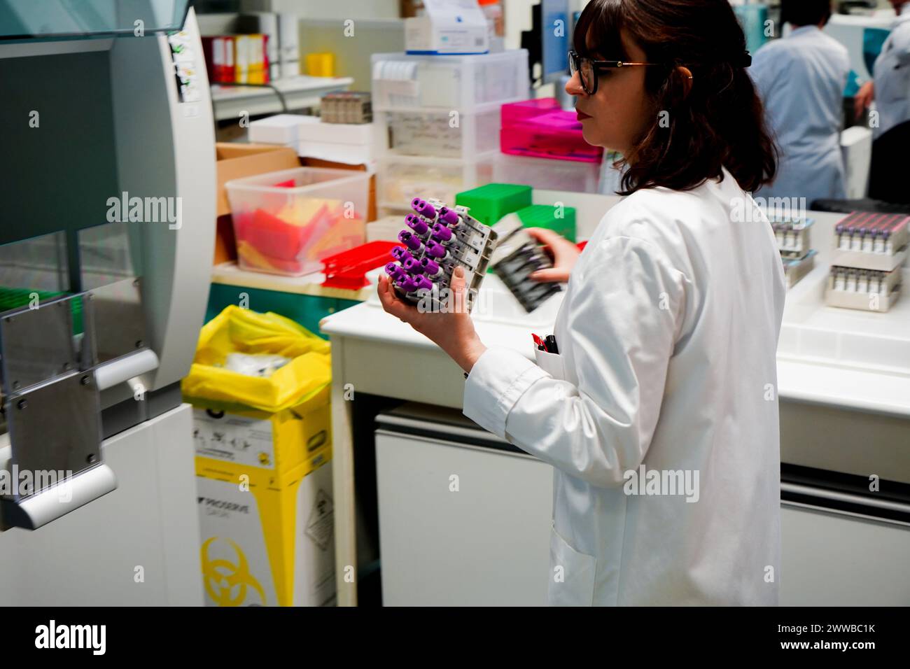 Technical platform of the Inovie 34 laboratory . Sorting sample tubes ...